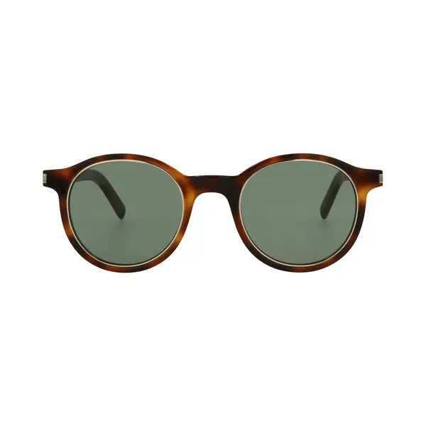 Saint Laurent Round-frame Acetate Sunglasses 'havana Havana Green