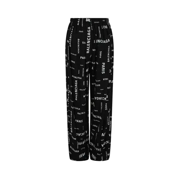Balenciaga Allover Logo Pajama Pants White