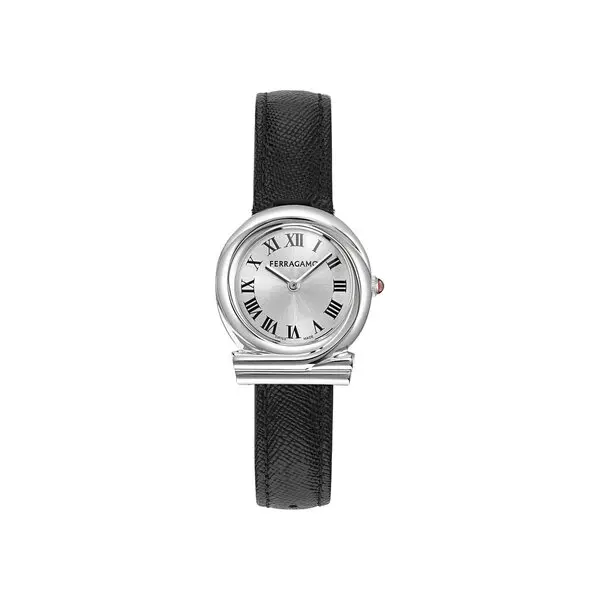 FERRAGAMO Gancini Twisted Leather Watch 'stainless Steel