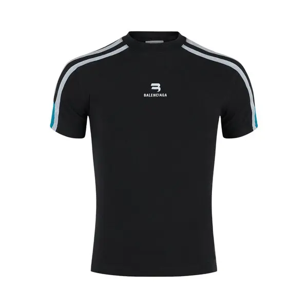 Balenciaga Sporty B Embroidered T-shirt 'marine Blue Emerald White - Black