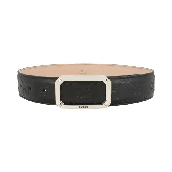 Gucci Gg Embossed Leather Belt