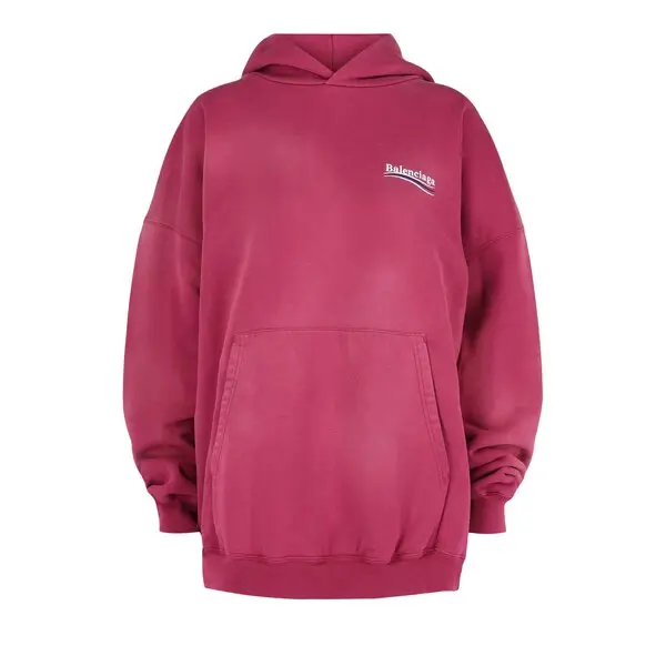 Balenciaga Embroidered Campaign Logo Hoodie 'dark Fushia White Blue - Red