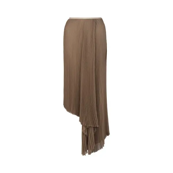 Balenciaga Pleated Twisted Midi Skirt 'taupe