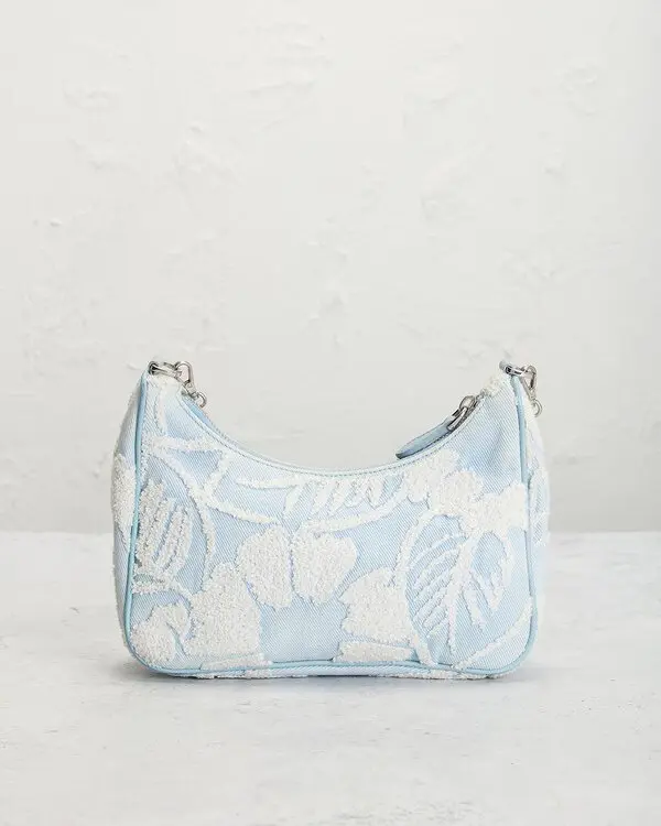 FWRD RENEW Prada Embroidered Drill Re-edition 2005 Shoulder Bag