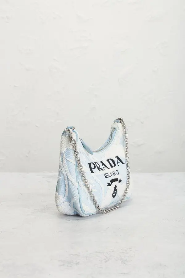Prada Embroidered Drill Re-edition 2005 Shoulder Bag