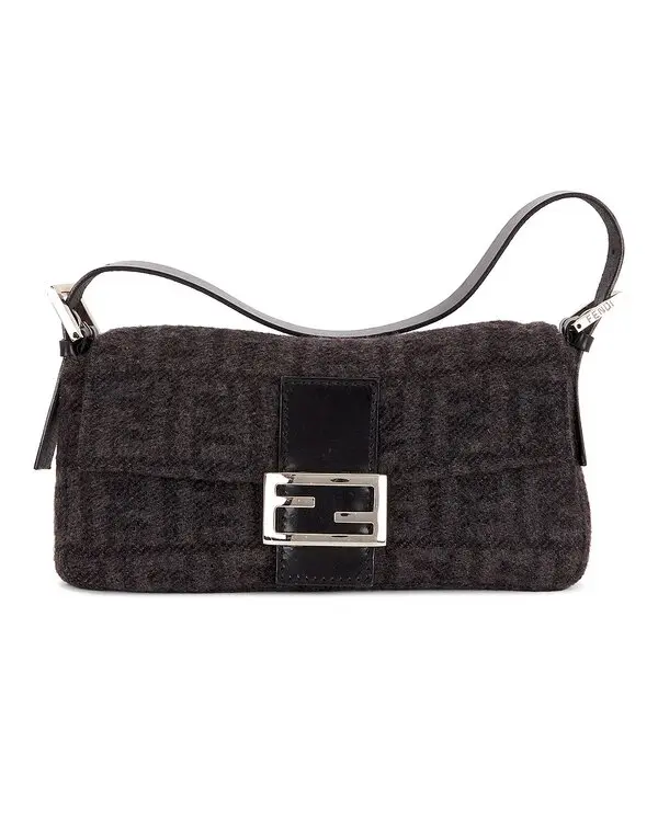 FWRD RENEW Fendi Zucca Baguette Shoulder Bag - Gray