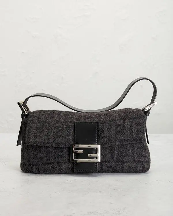 FWRD RENEW Fendi Zucca Baguette Shoulder Bag - Gray