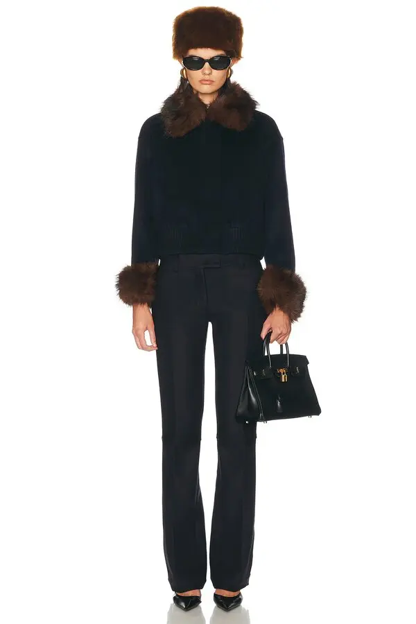 SELF-PORTRAIT Wool Fur Trim Jacket