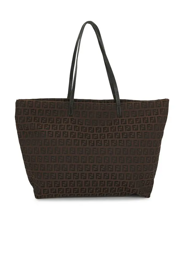 Fendi Zucchino Tote Bag In Brown In Brown - Black