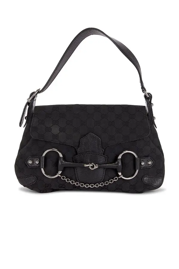 Gucci Horsebit Shoulder Bag - Black