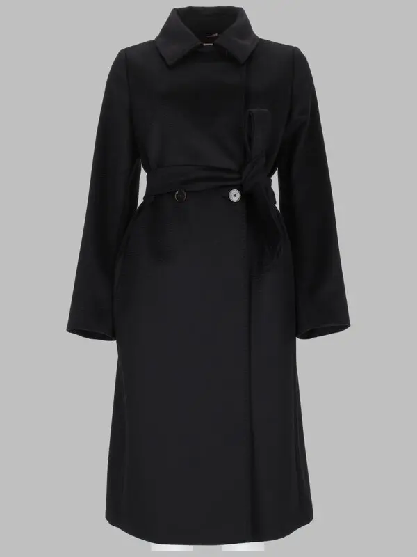 Max Mara Cappotto A Vestaglia In Lana - Black