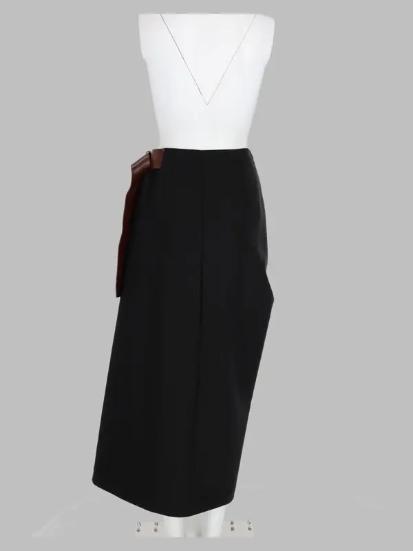Bottega Veneta Gonna In Lana Grain De Poudre - Black