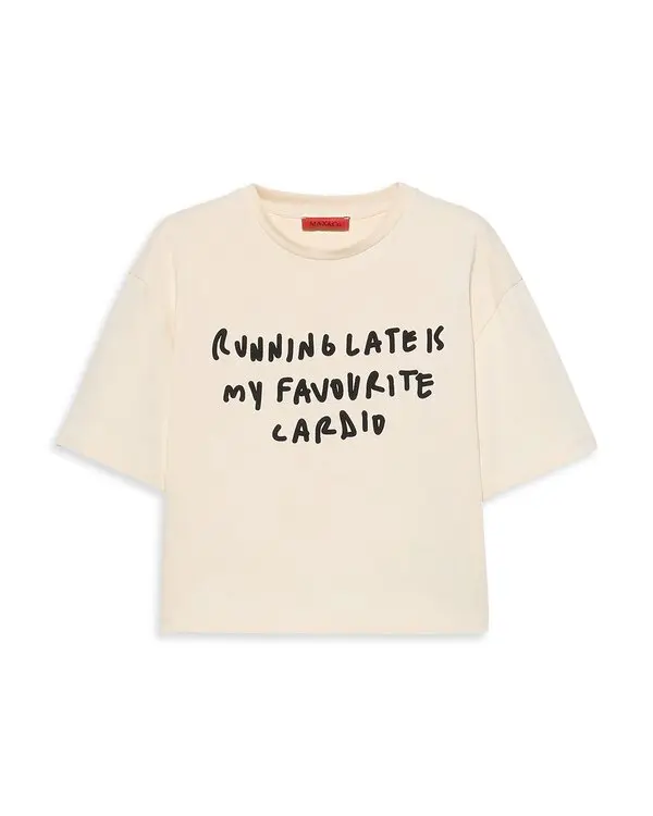 Max & Co. Paraggi Cotton Slogan Tee - Milk