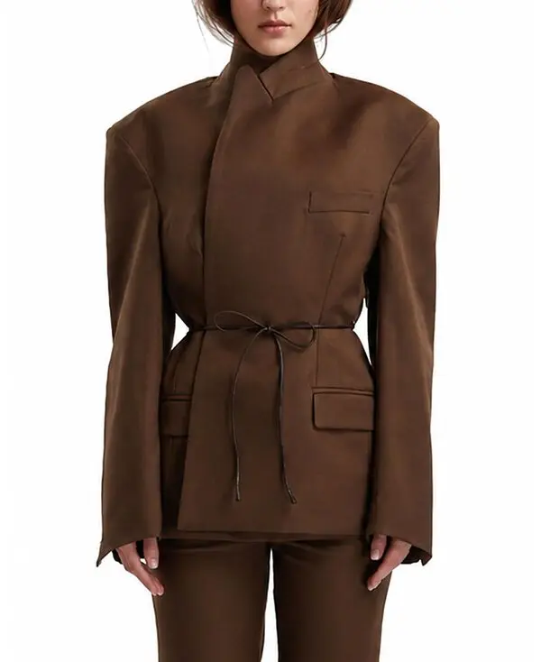 MOTHER OF ALL Tight Waist Blazer With Leather Belt
