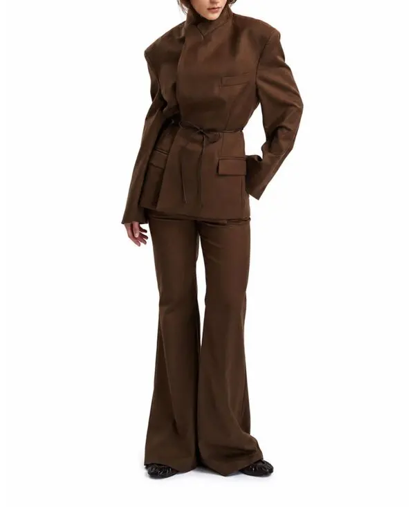 MOTHER OF ALL Tight Waist Blazer With Leather Belt