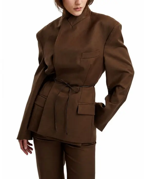 MOTHER OF ALL Tight Waist Blazer With Leather Belt