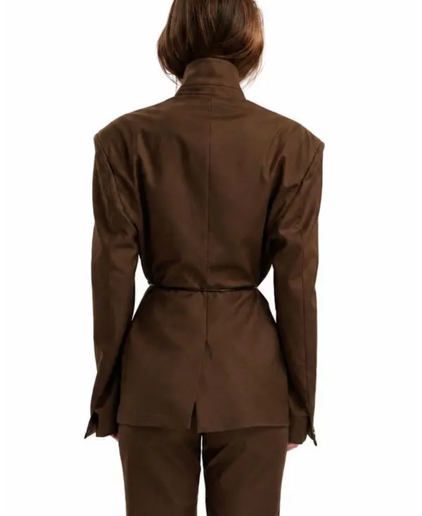 MOTHER OF ALL Tight Waist Blazer With Leather Belt
