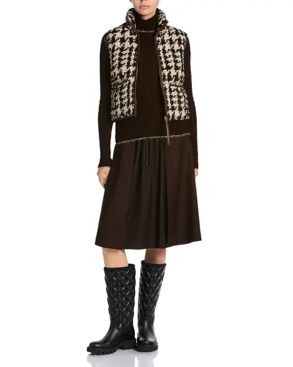 Moncler Emotionnalite Tweed Down Zippered Vest - Light Beige