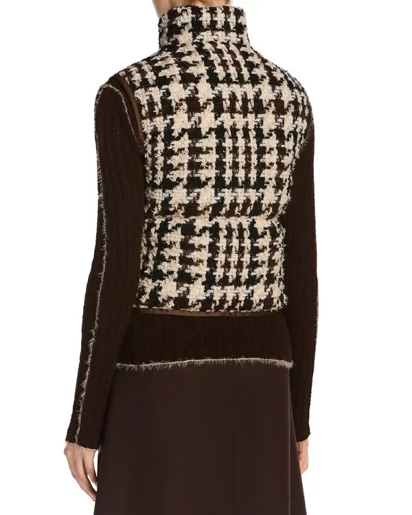 Moncler Emotionnalite Tweed Down Zippered Vest - Light Beige
