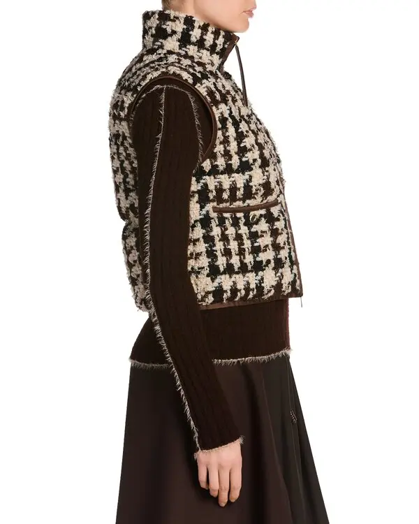 Moncler Emotionnalite Tweed Down Zippered Vest - Light Beige