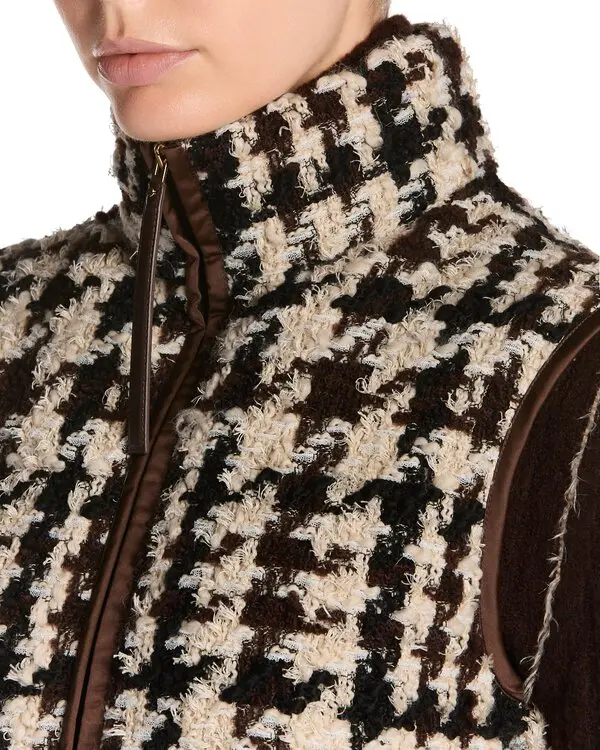 Moncler Emotionnalite Tweed Down Zippered Vest - Light Beige