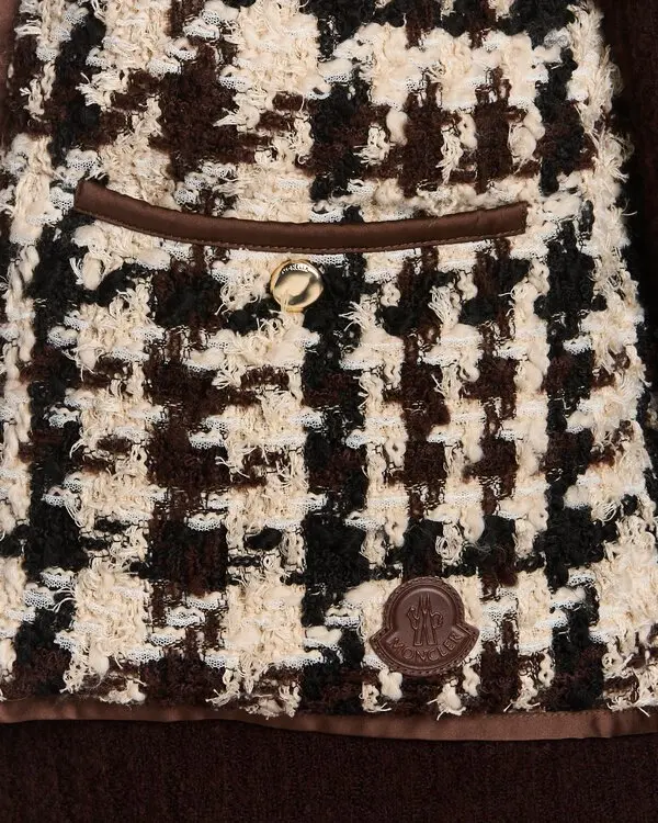 Moncler Emotionnalite Tweed Down Zippered Vest - Light Beige