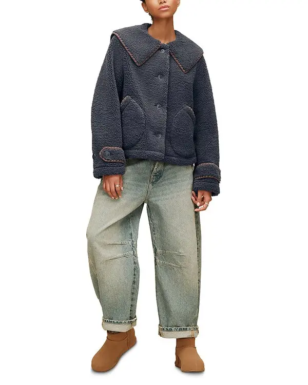 UGG Nikia Fleece Collared Jacket - Eve Blue