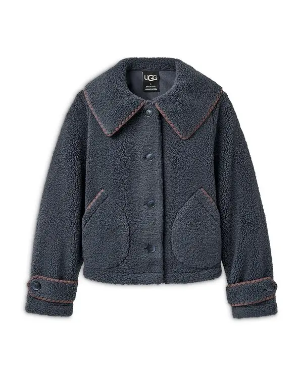 UGG Nikia Fleece Collared Jacket - Eve Blue