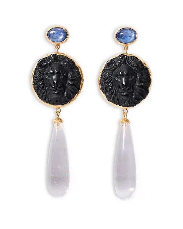 Chan Luu Leon Gemstone Lion Head Drop Earrings