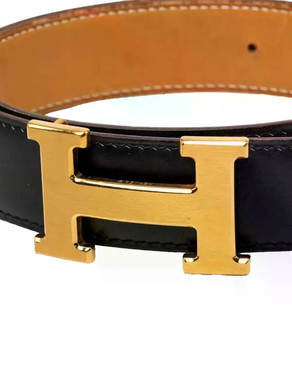 Hermès 2003 Box Calf And Courchevel Constance H Reversible Belt