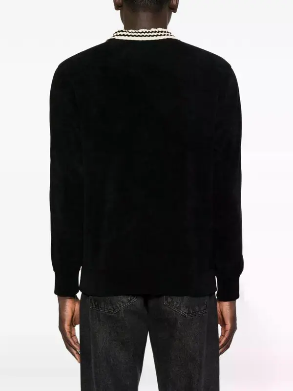YES LONDON Striped-collar Sweatshirt