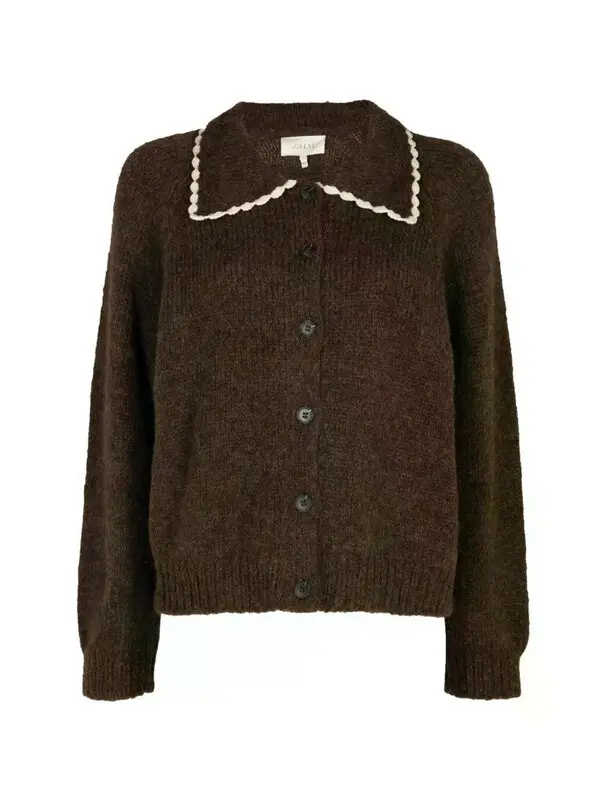 The Great. Crochet-trim Collar Cardigan - Brown