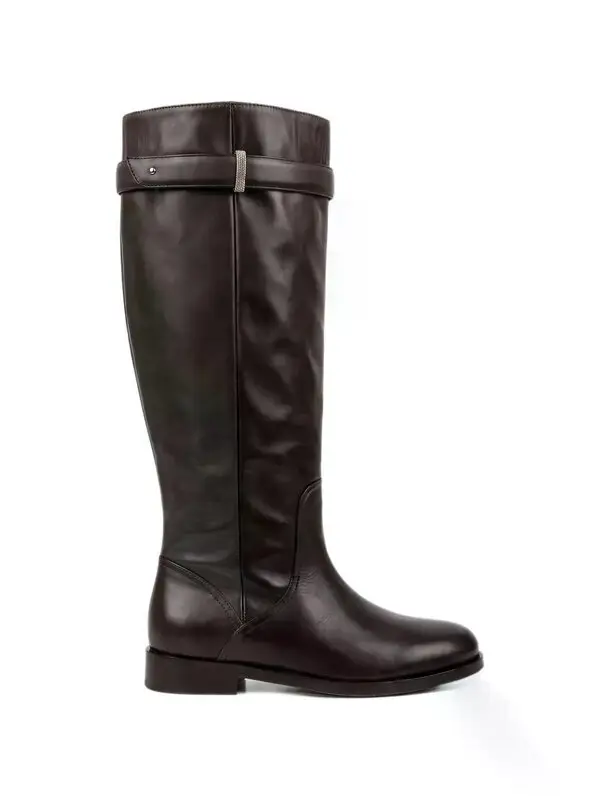 Peserico Buckle-detail Leather Knee-high Boots
