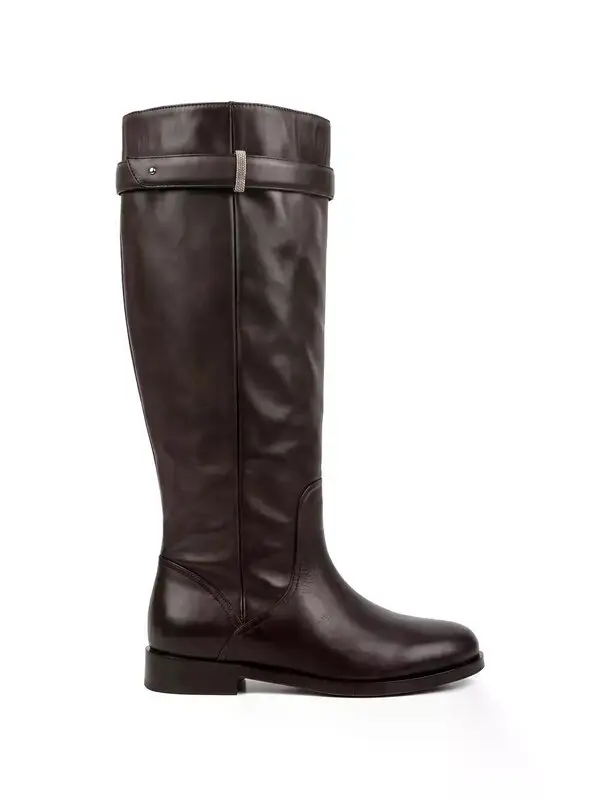 Peserico Buckle-detail Leather Knee-high Boots
