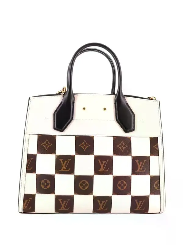 LOUIS VUITTON City Steamer Handbag Damier Tressage Monogram Canvas And Leather Mm Tote Bag - Black