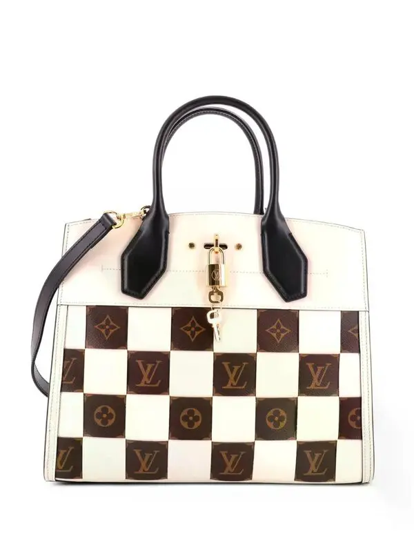 LOUIS VUITTON City Steamer Handbag Damier Tressage Monogram Canvas And Leather Mm Tote Bag - Black