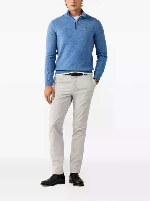 HACKETT  London Quarter-zip Lambswool Sweater - Blue