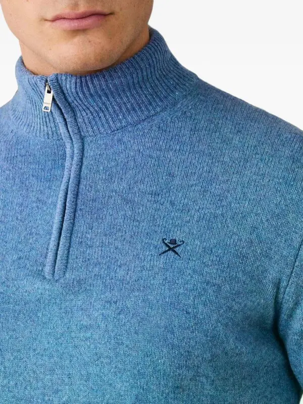 HACKETT  London Quarter-zip Lambswool Sweater - Blue