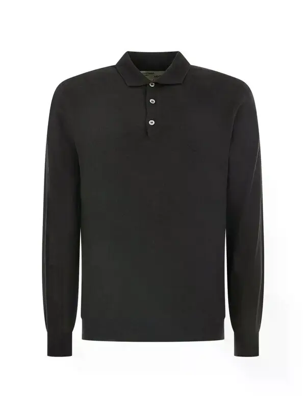 CUSTOMER LOVERS Long-sleeve Knitted Polo Shirt