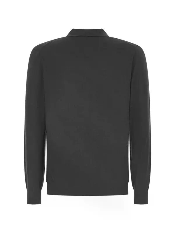 CUSTOMER LOVERS Long-sleeve Knitted Polo Shirt