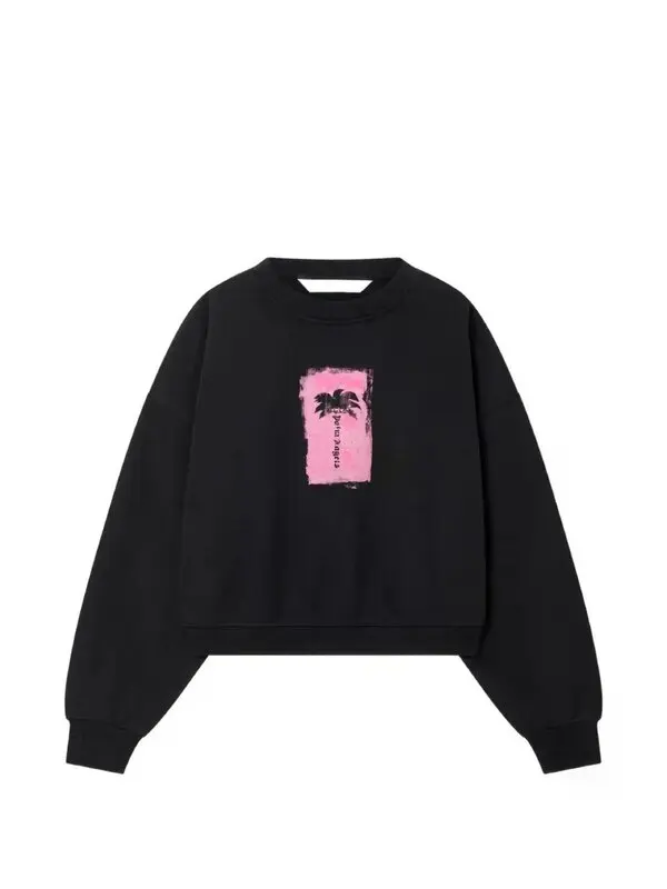 Palm Angels Brushed Palm Tree Loose Crop Sweater