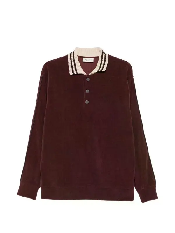 YES LONDON Striped-collar Button-fastening Sweatshirt