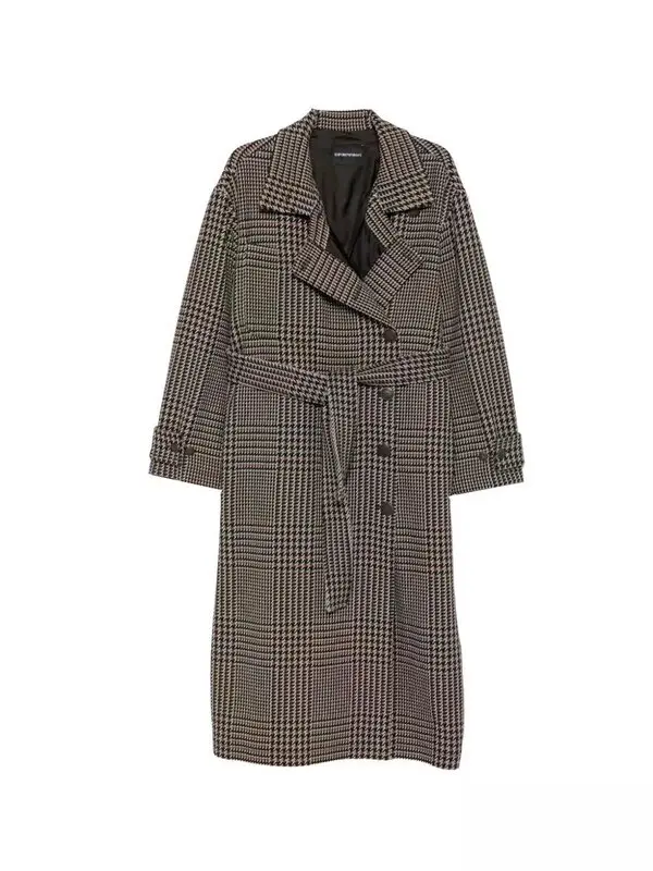 Emporio Armani Prince Of Wales Check Belted Coat