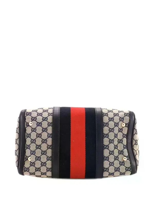 Gucci Vintage Web Boston Bag Gg Canvas Medium Satchel