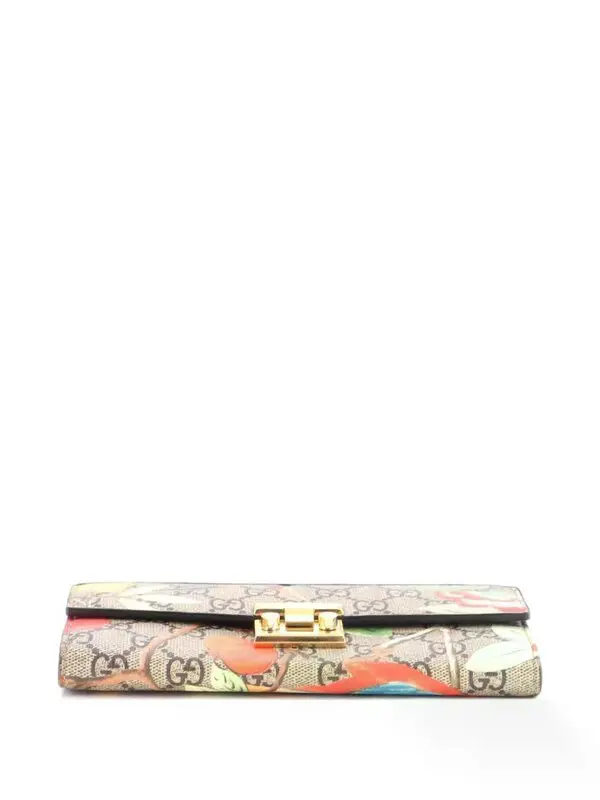 Gucci Padlock Continental Chain Wallet Tian Print Gg Coated Canvas Long Shoulder Bag