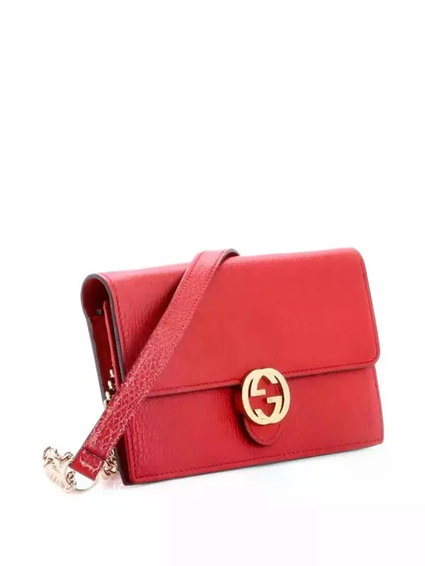 Gucci Interlocking Wallet On Chain Leather Crossbody Bag