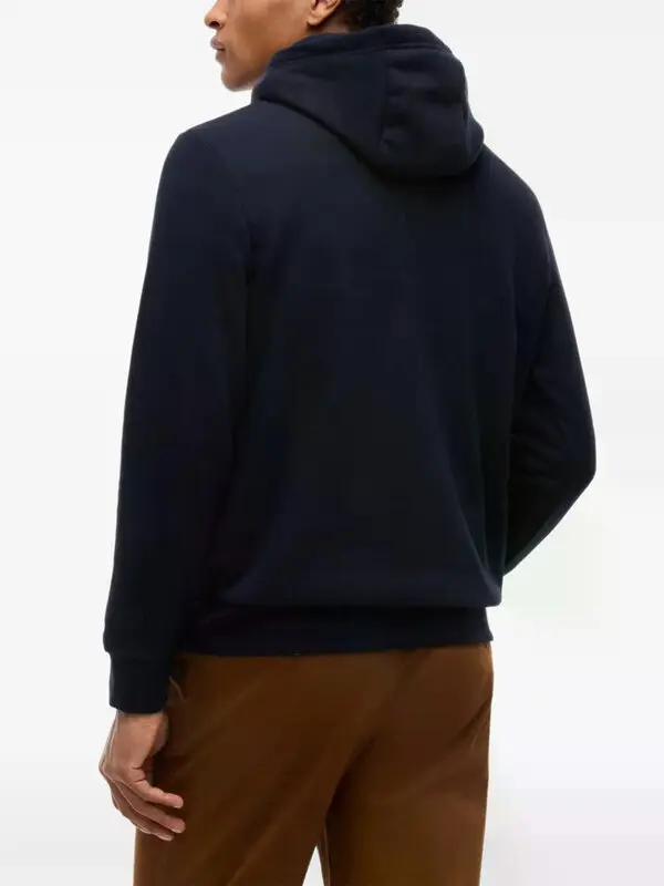 Tommy Hilfiger Logo-print Drawstring Fleece Hoodie - Blue