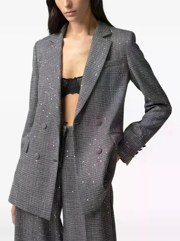 GAELLE PARIS Sequin-embellished Double-breasted Blazer