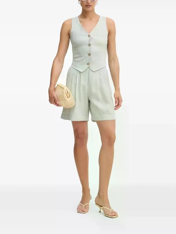 BENETTON Pleated High-waisted Tailored Shorts - Green