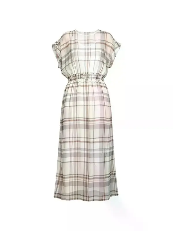 Brunello Cucinelli Check-print Midi Dress